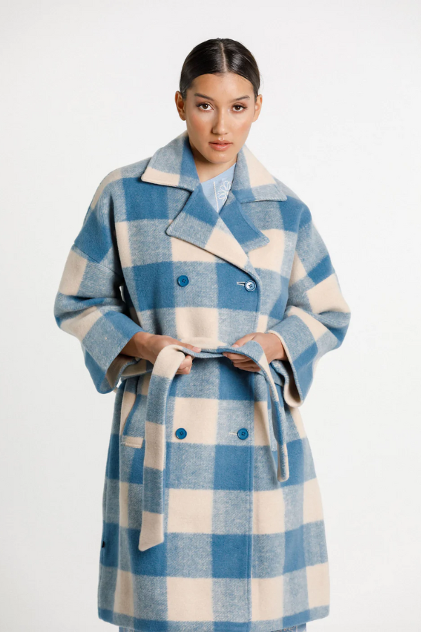 Thing Thing Dixie Coat - Soft Blue Check – Embellish Home + Resort